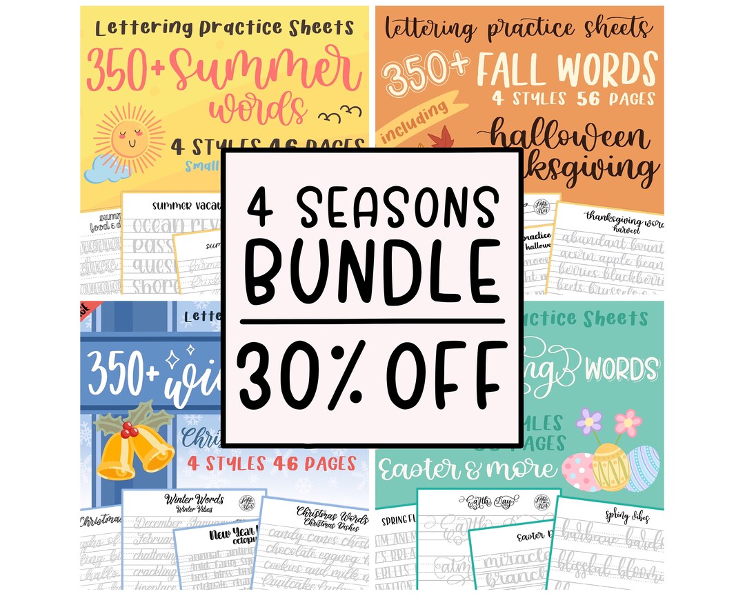 BUNDLE: 4 Seasons Lettering Practice Workbooks (digital Download) - Etsy