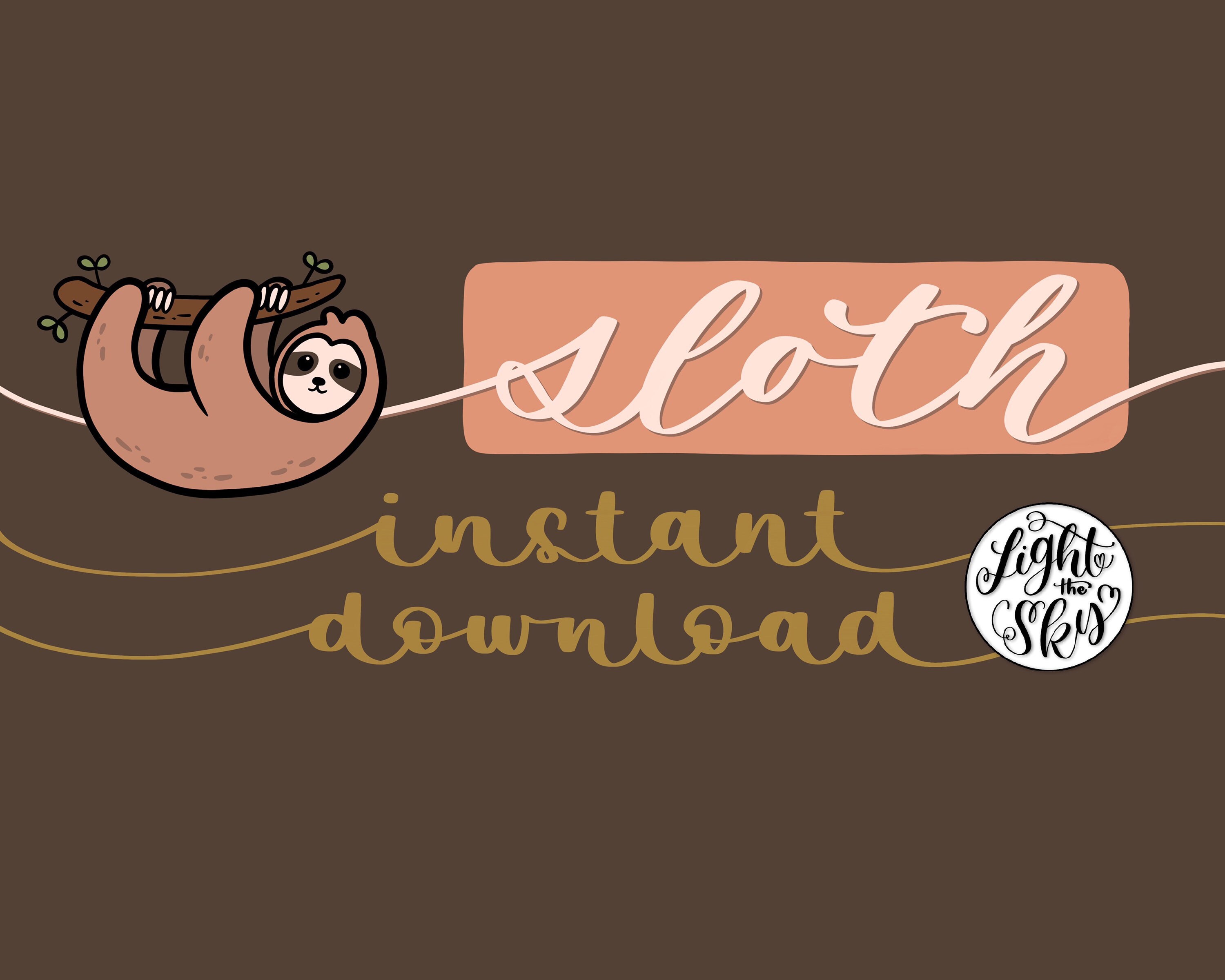 Sloth Hand Lettering Practice Worksheets for Small & Large - Etsy