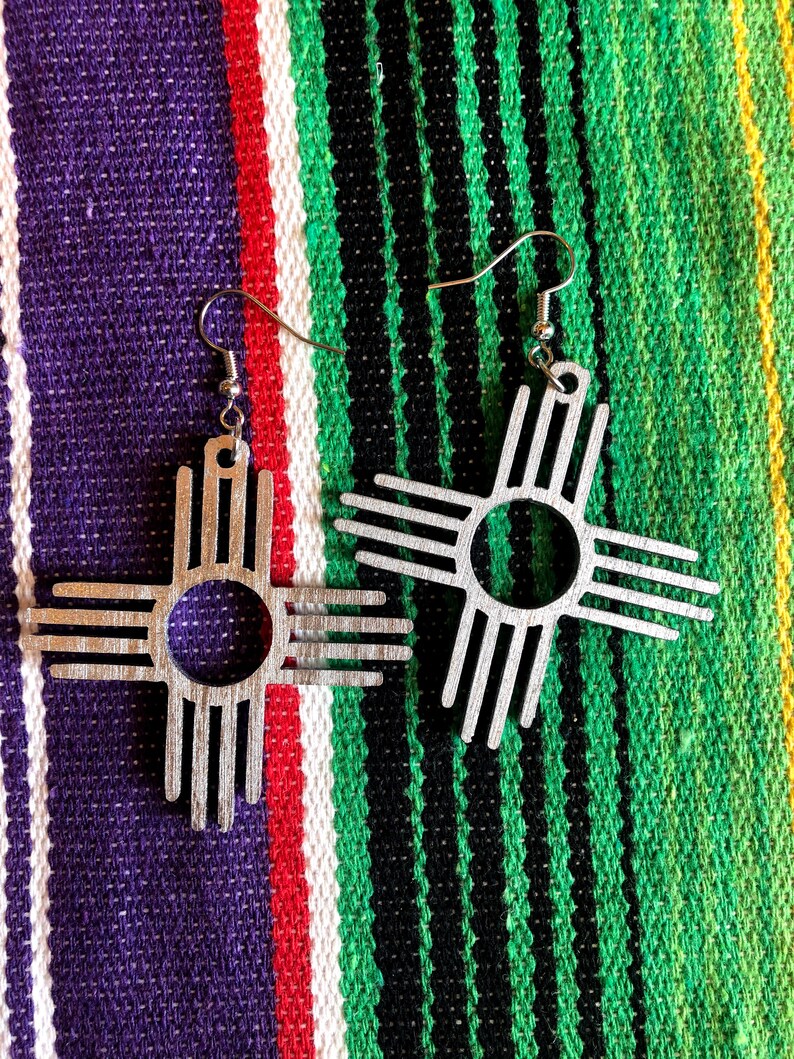 Zia Symbol New Mexico Wood Earrings - Etsy