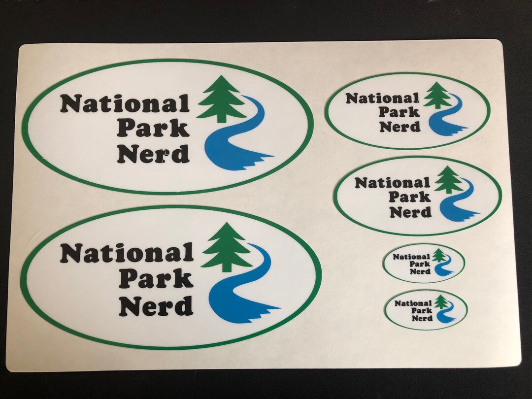NATIONAL PARK NERD Decal Set - White Vinyl With Black/green/blue - Oval ...