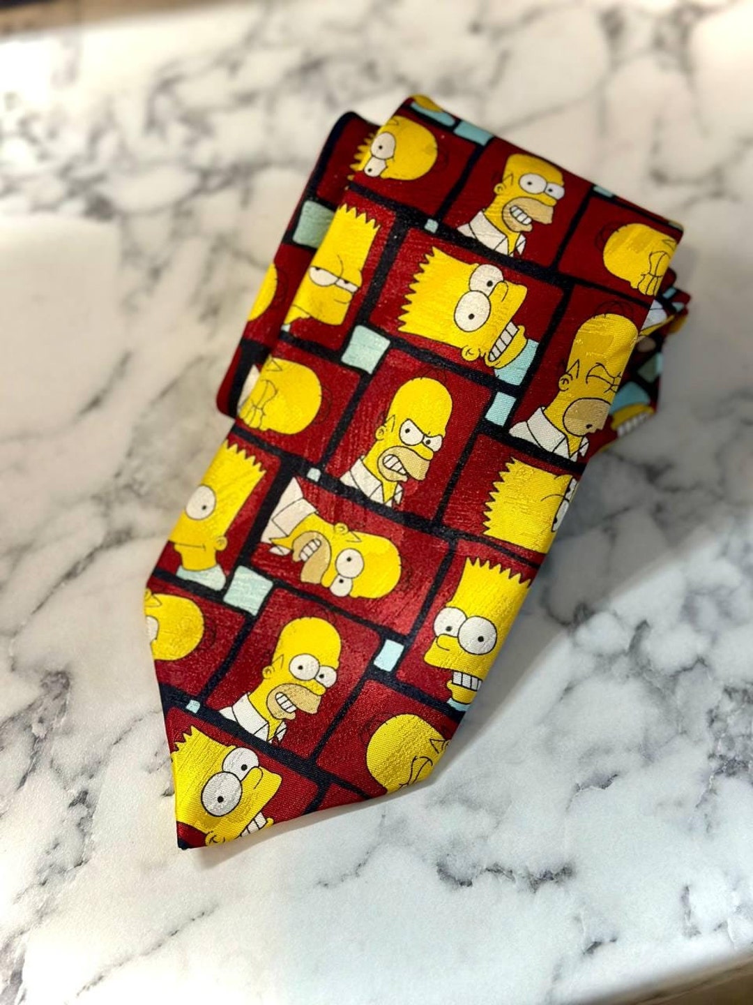 Vintage the Simpsons Tie 1997 Novelty Tie Geometric Patterned Homer and ...