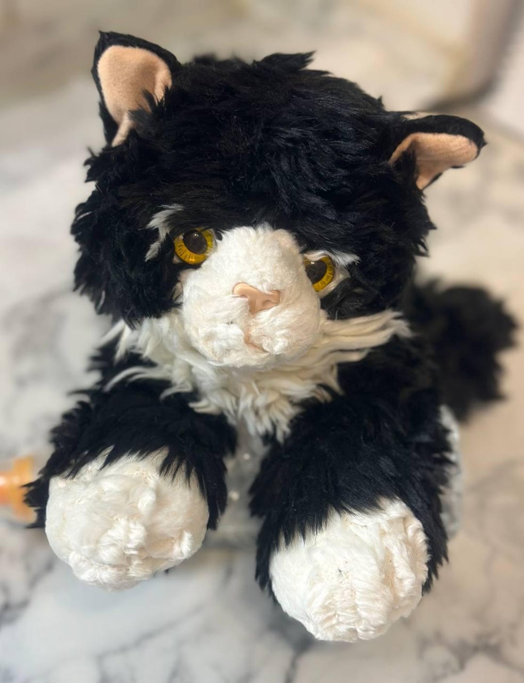 Vintage Realistic Plush Keel Toys Jinx the Cat Kitten Black and White ...