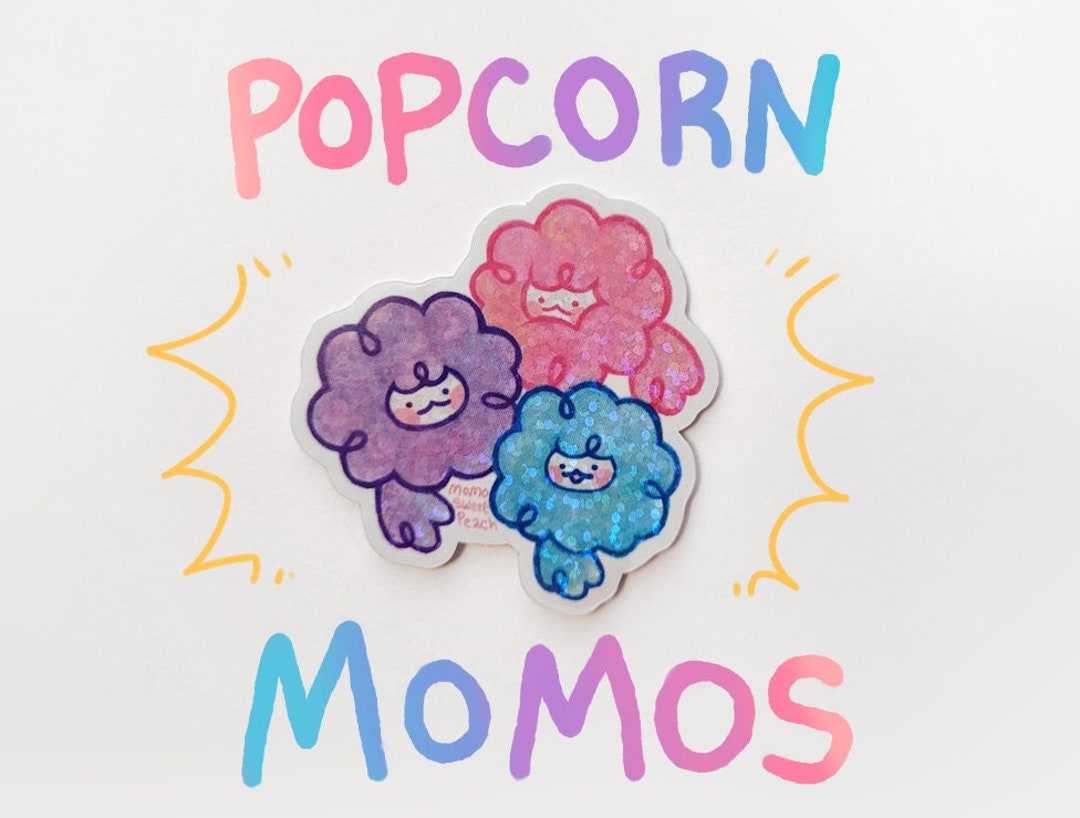 Glitter Popcorn Momo Sticker - Etsy