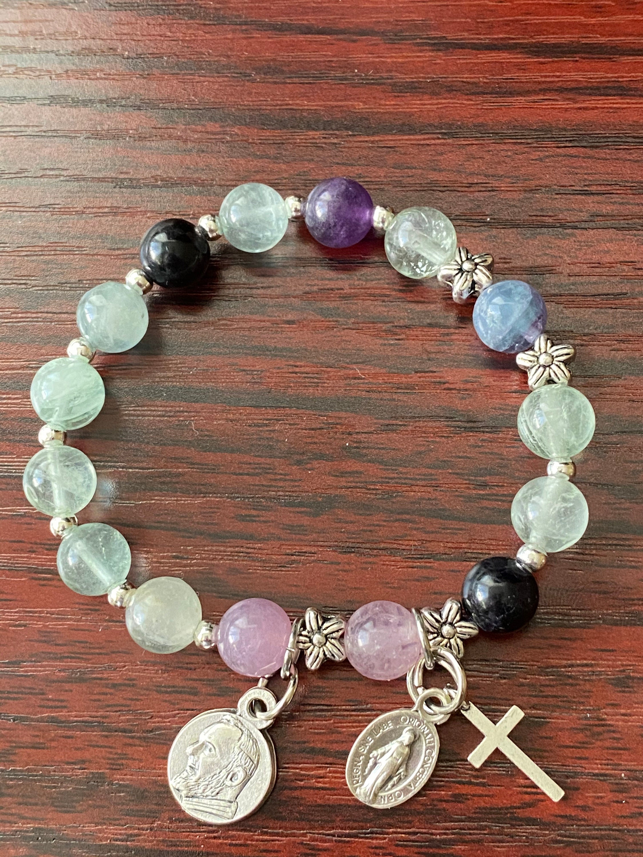 Rosary Bracelet for Women Stretch Bracelets Padre Pio | Etsy