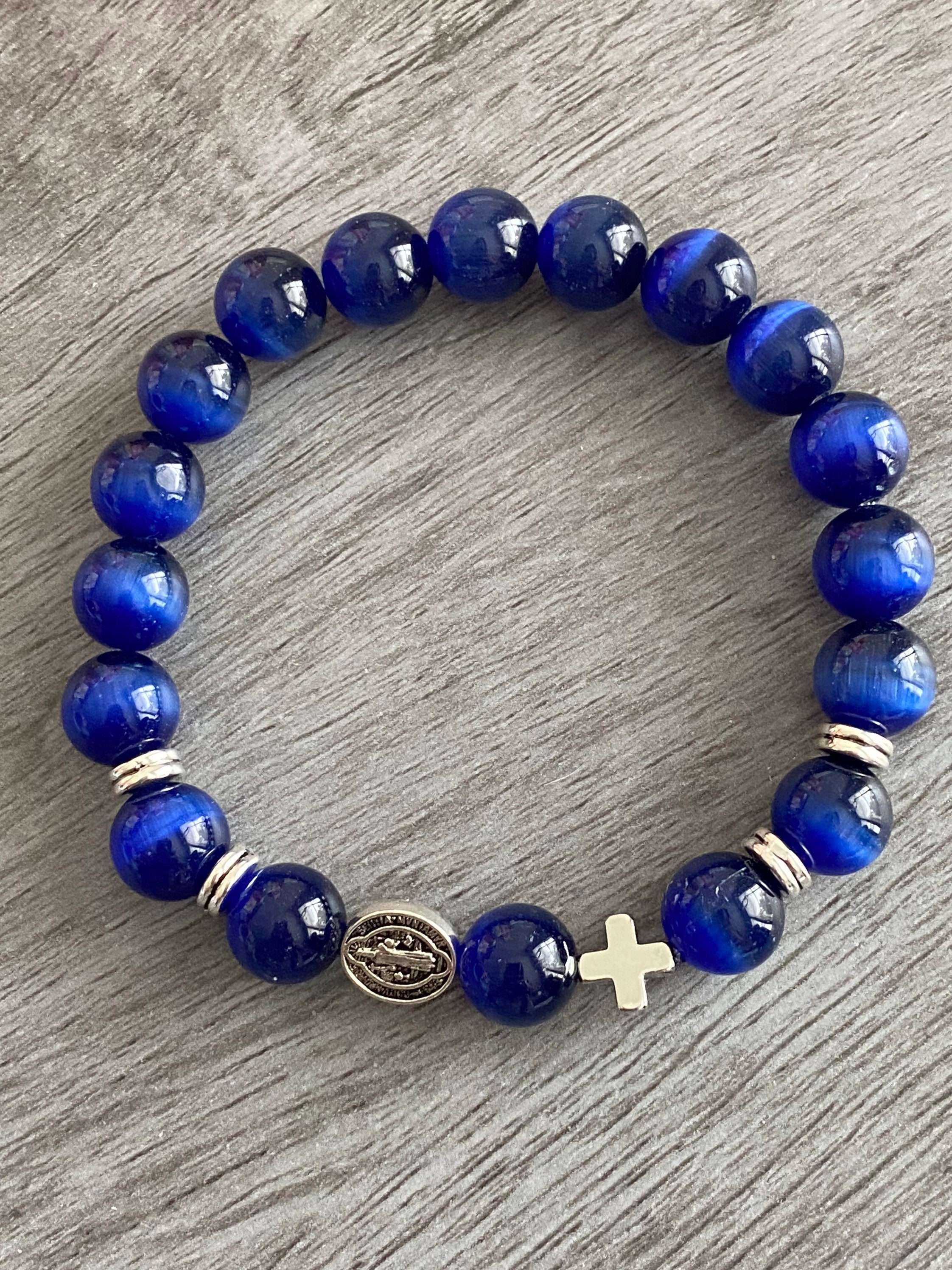 Religious Bracelet Unisex Beads Stretch Bracelets St | Etsy