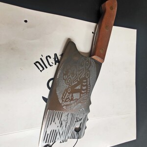 Black Blade Cleaver Knife: Lovers Skull Engraving, Gothic Kitchen Art ...