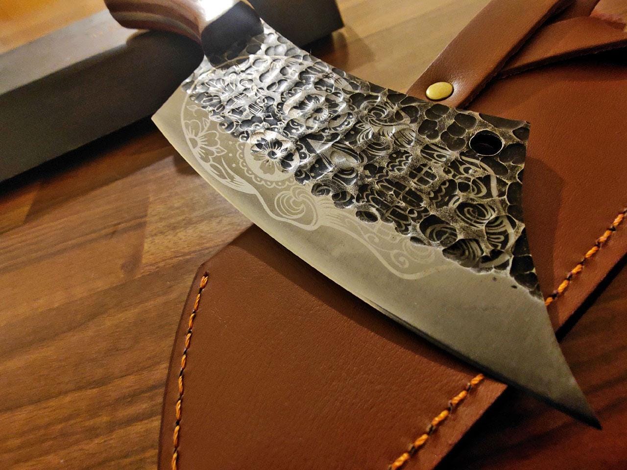 Mexican Skull Engraved Chopper Knife: Forged Carbon Steel Blade - Etsy