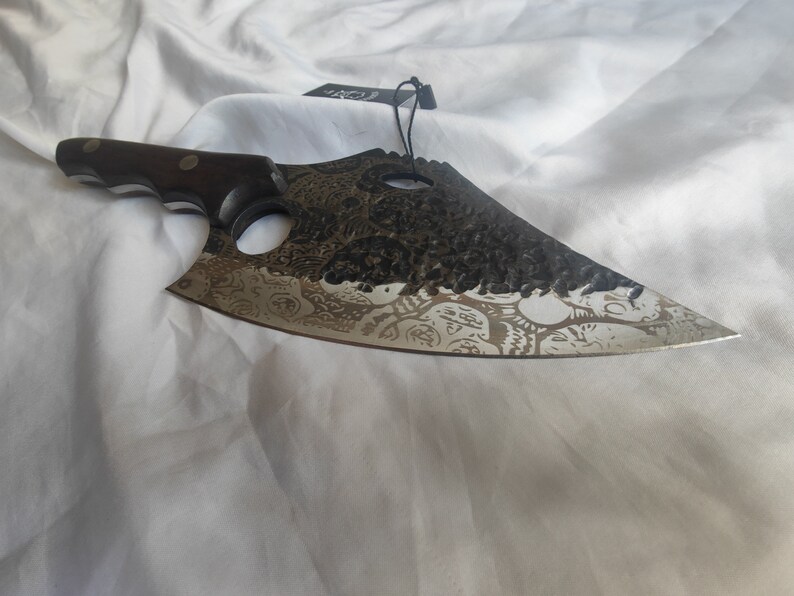 Artistry Forged in Steel: Cleaver Knife With Mexican Skull Engraving by ...