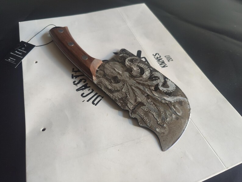 Cleaver Knife With Octopus Engraving Cook With the Grace and Power of ...
