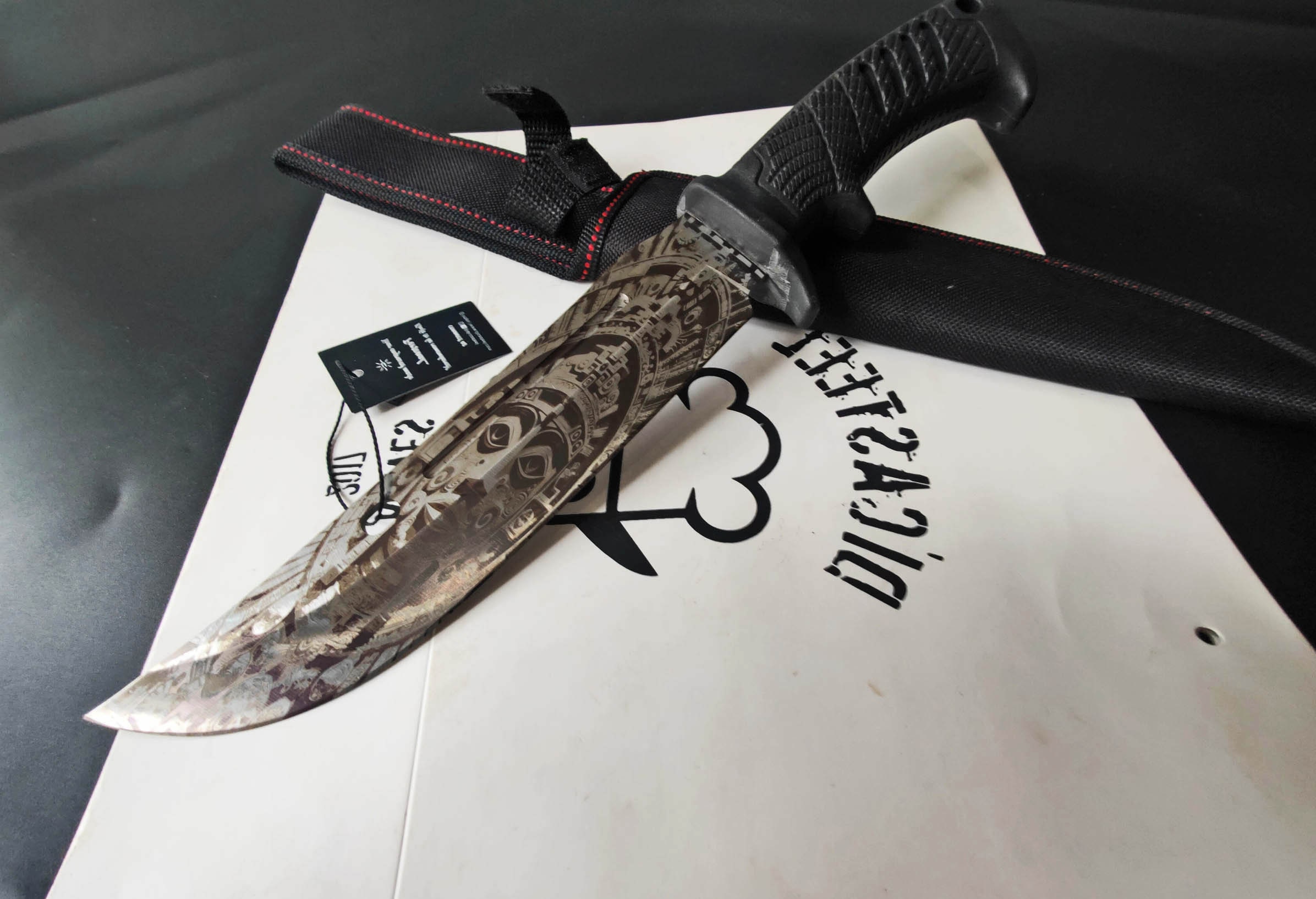 Camping Knife With Aztec God Engraving Divine Protection, Unwavering ...