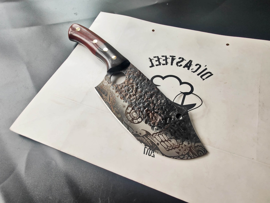 Forged Cleaver Knife With Skull Engraving: the Ultimate Blend of Power ...