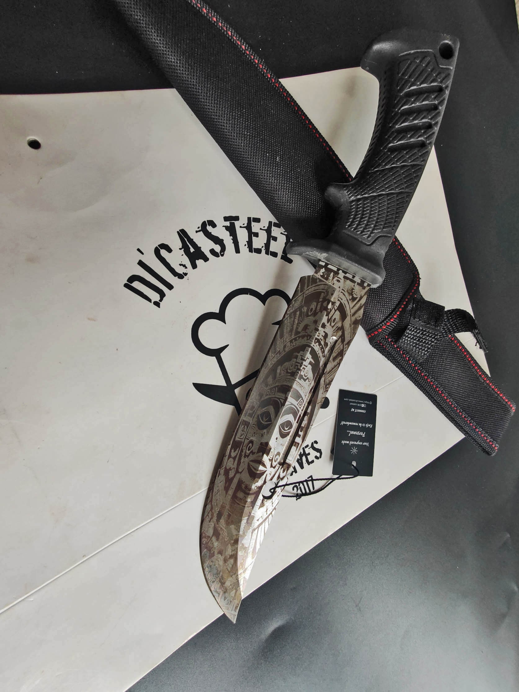 Camping Knife With Aztec God Engraving Divine Protection, Unwavering ...