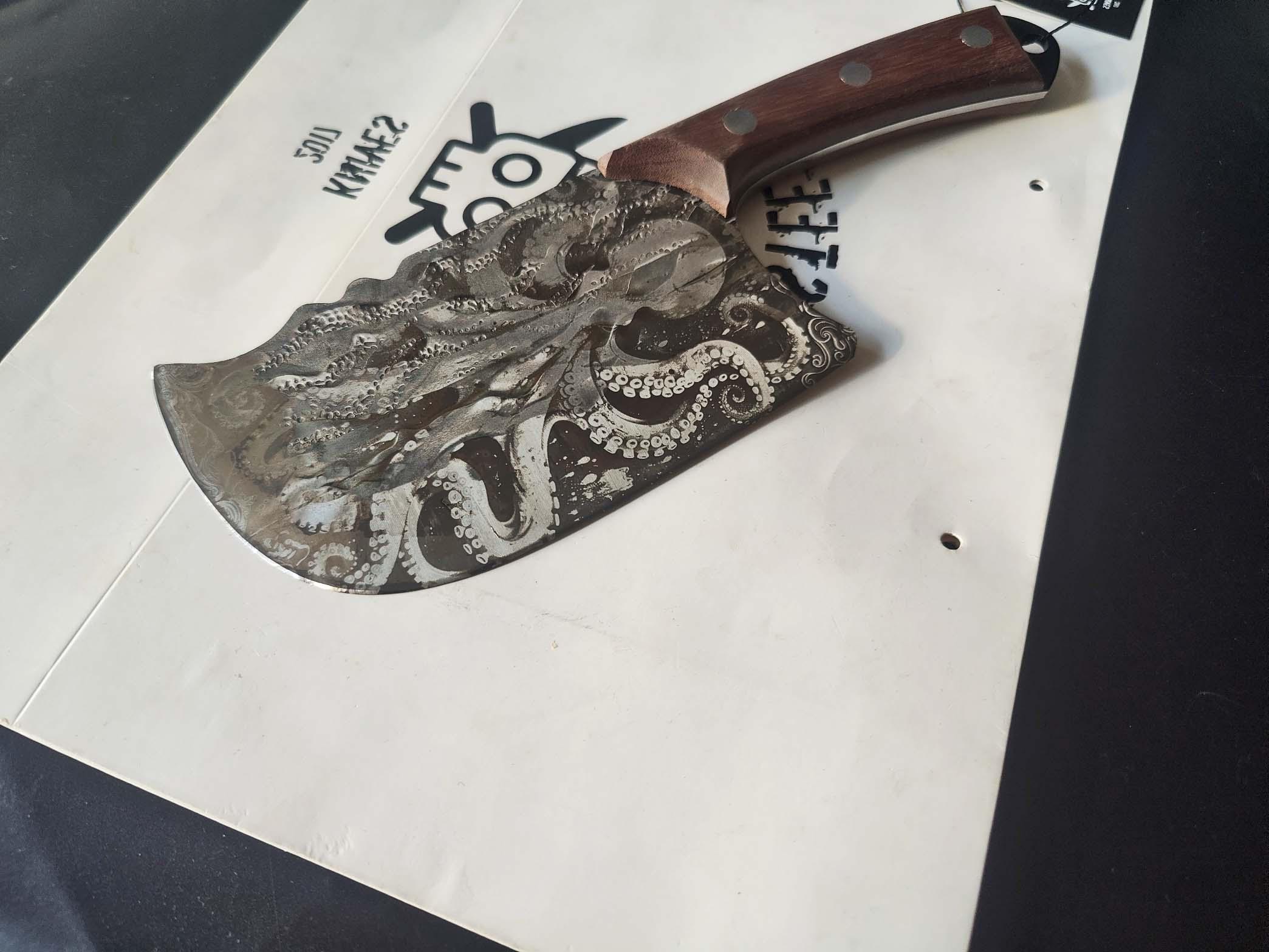 Cleaver Knife With Octopus Engraving Cook With the Grace and Power of ...