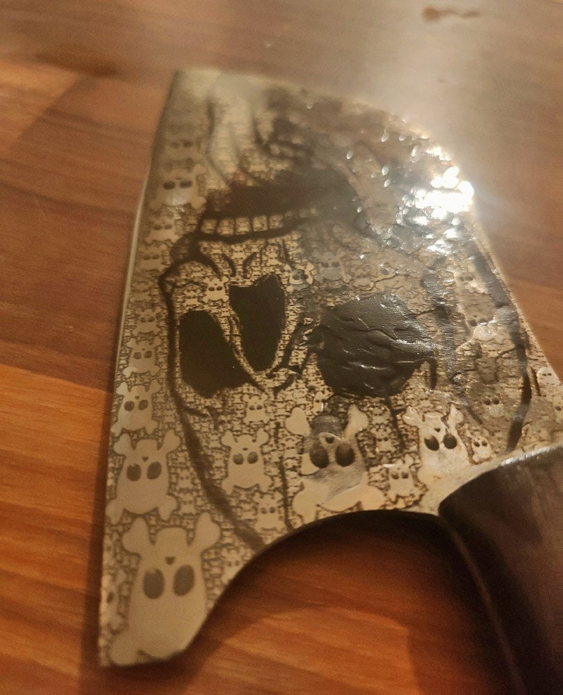 Unleash the Rock 'n' Roll: Forged Cleaver Knife With Skull Engraving by ...