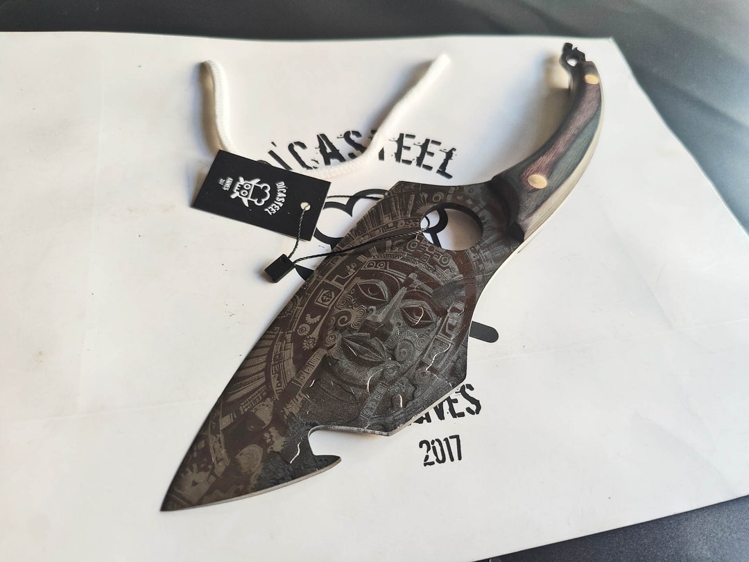 Serbian Cleaver Knife With Aztec God Engraving - Embrace Diversity in ...