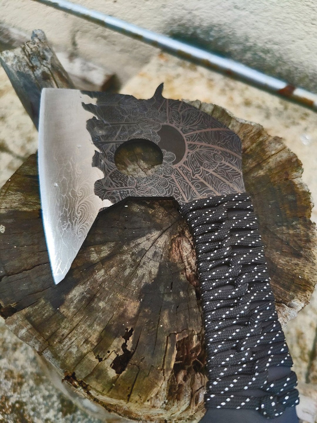 Mighty Spirit: Axe 5 Inch Black Blade Viking Engraved by Di'casteel - Etsy