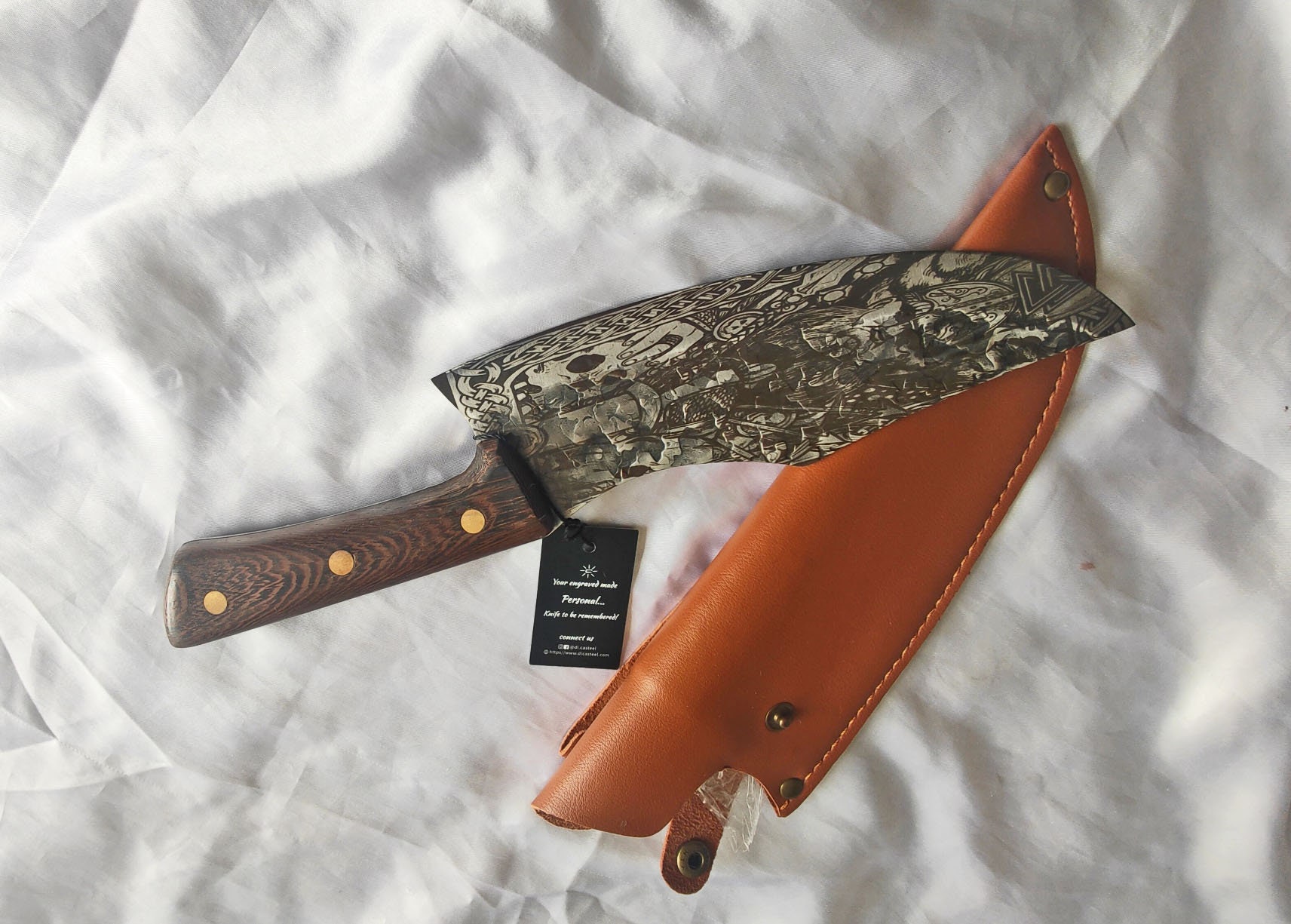 Chopping Knife Viking Fighter Engraved by Di'casteel - Etsy