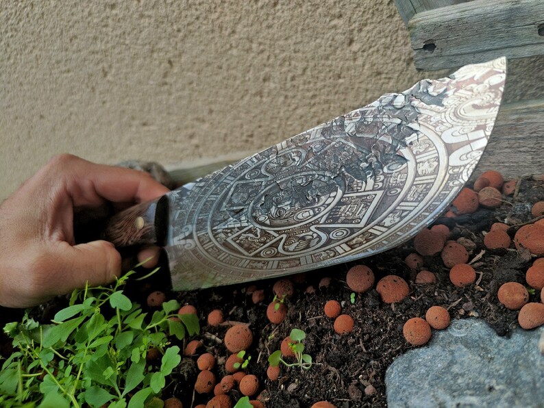Ancient Wisdom in Your Kitchen: Forged Butcher Knife With Aztec ...