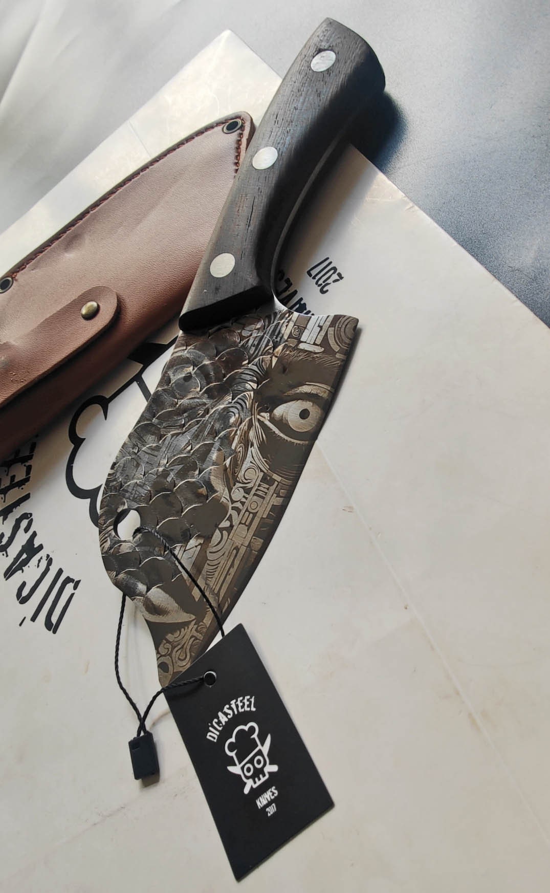 Mini Cleaver Knife With Inca Face Engraving: A Fusion of Heritage and ...