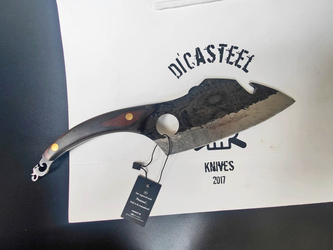 Unleash the Edge: Forged Cleaver Knife Skull Engraved by Di'casteel - Etsy