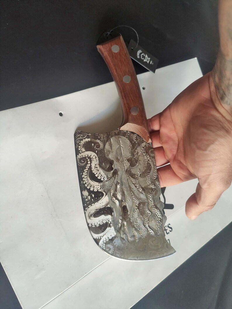 Cleaver Knife With Octopus Engraving Cook With the Grace and Power of ...