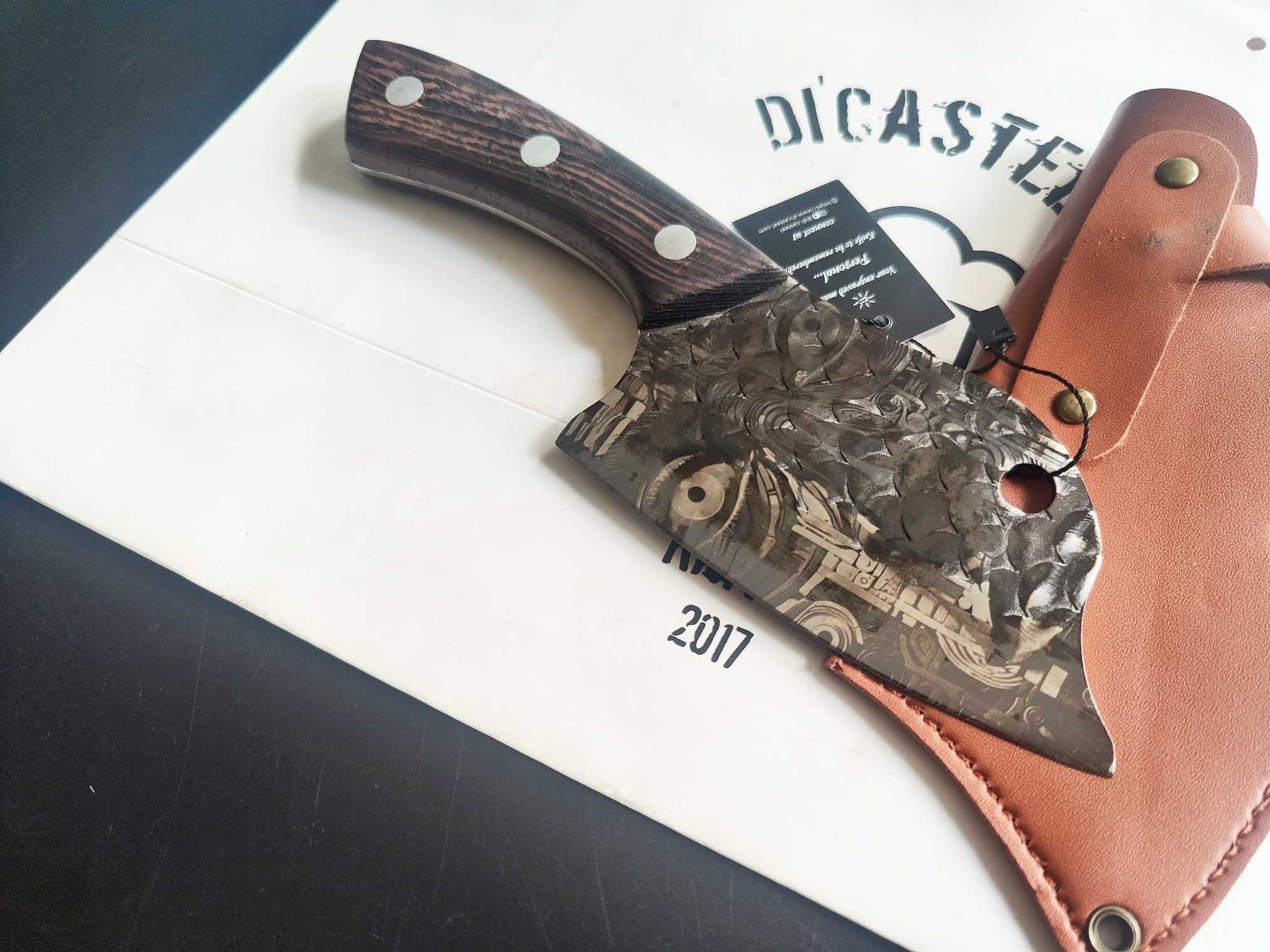 Mini Cleaver Knife With Inca Face Engraving: A Fusion of Heritage and ...