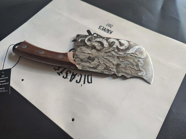 Cleaver Knife With Octopus Engraving Cook With the Grace and Power of ...