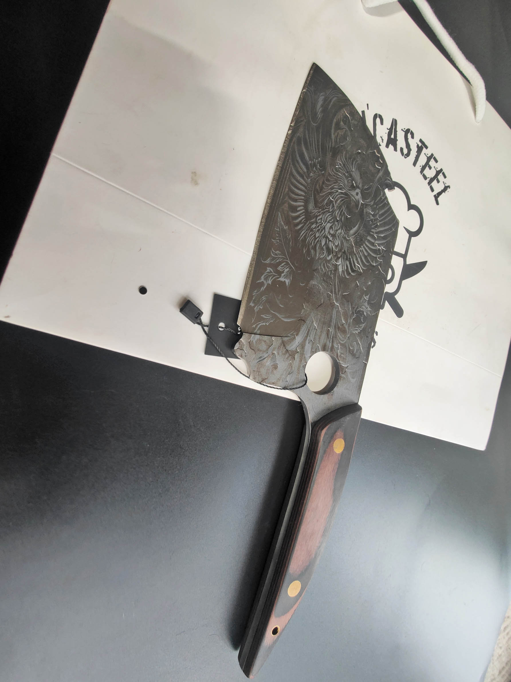 Rise From the Shadows Cleaver Knife With Phoenix Engraving by Di ...