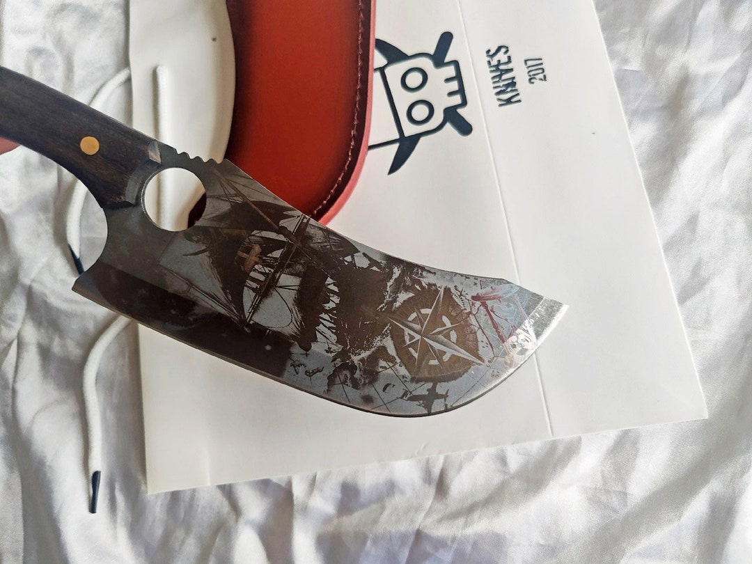 A Cut Above the Rest: Stunning Black Blade Butcher Knife With Pirate ...
