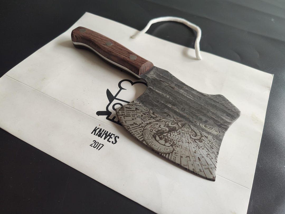 The Elephant Guardian – Forged Axe Knife With Elephant Engraving Craft ...