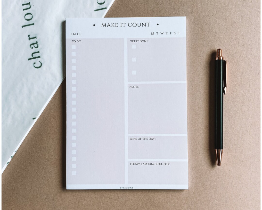 Daily Planner A5 No2 | Make It Count | Desktop Planner | Desktop Pad ...