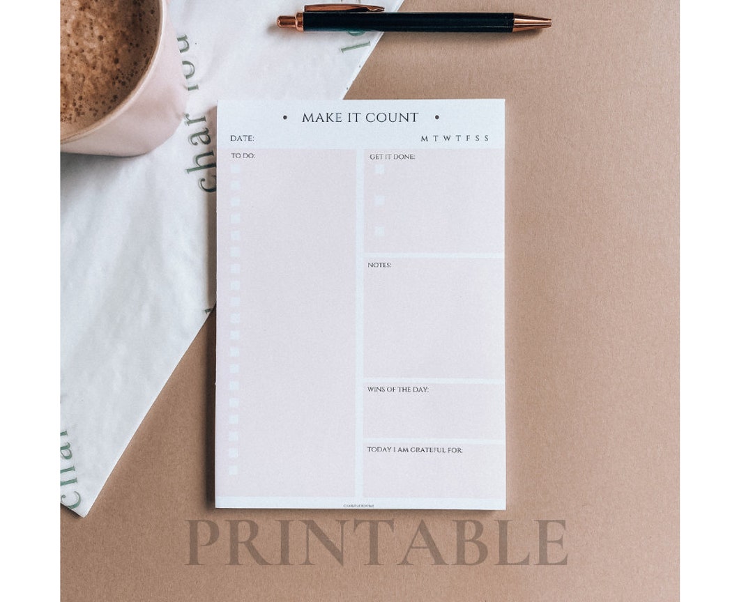 Printable Daily Planner A5 No2 | Make It Count | Desktop Planner ...
