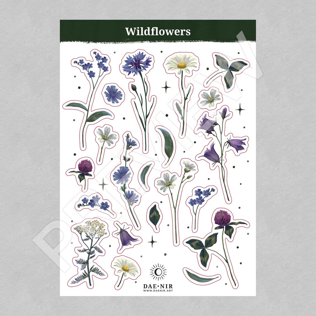 Sticker Set: Wildflowers/ Flowers Sticker Sheet / Witchy / Dark Art ...