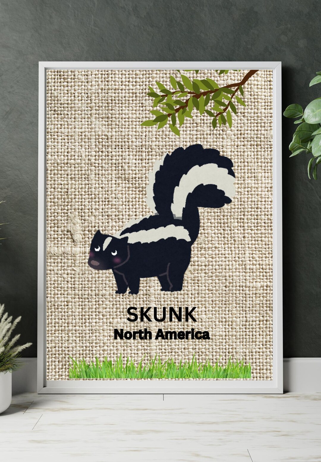 Printable Skunk Animal Poster for Kid's Room, Fun-educational Wall Art ...