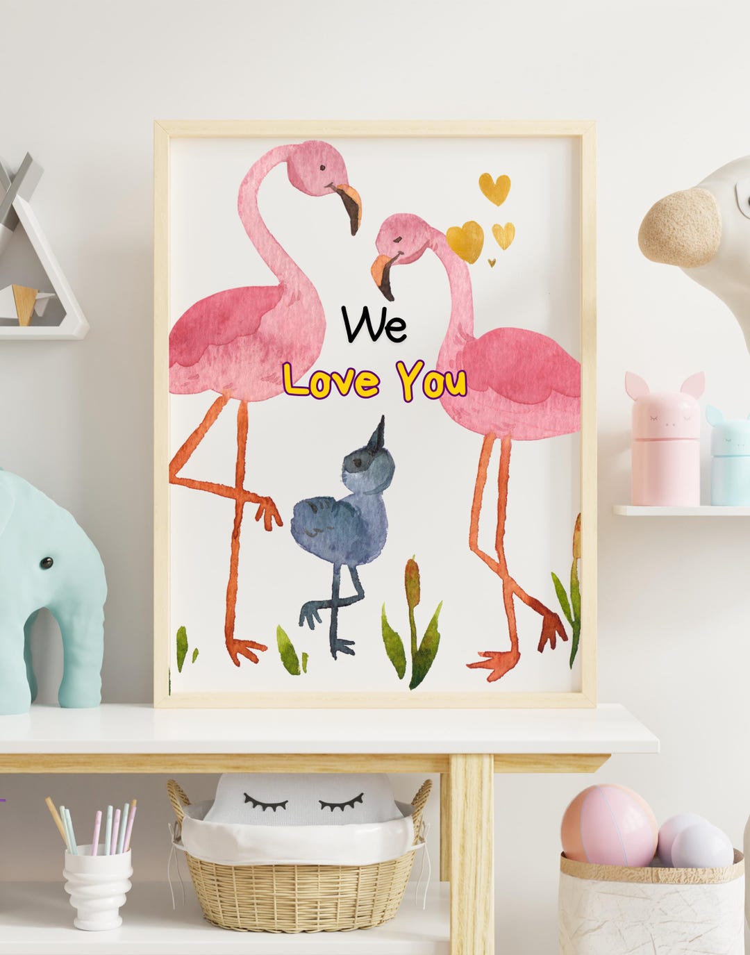 Flamingo Nursery Poster Baby's First Poster Nursery Poster Child Room ...