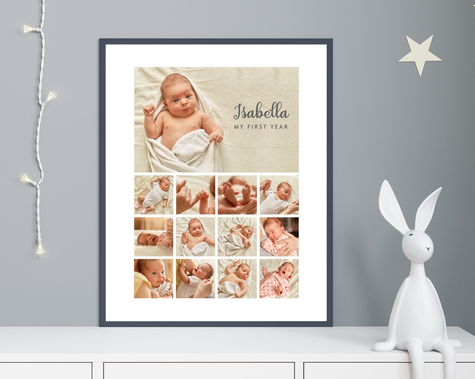 Editable First Year Photo Collage. First Birthday Collage | Etsy