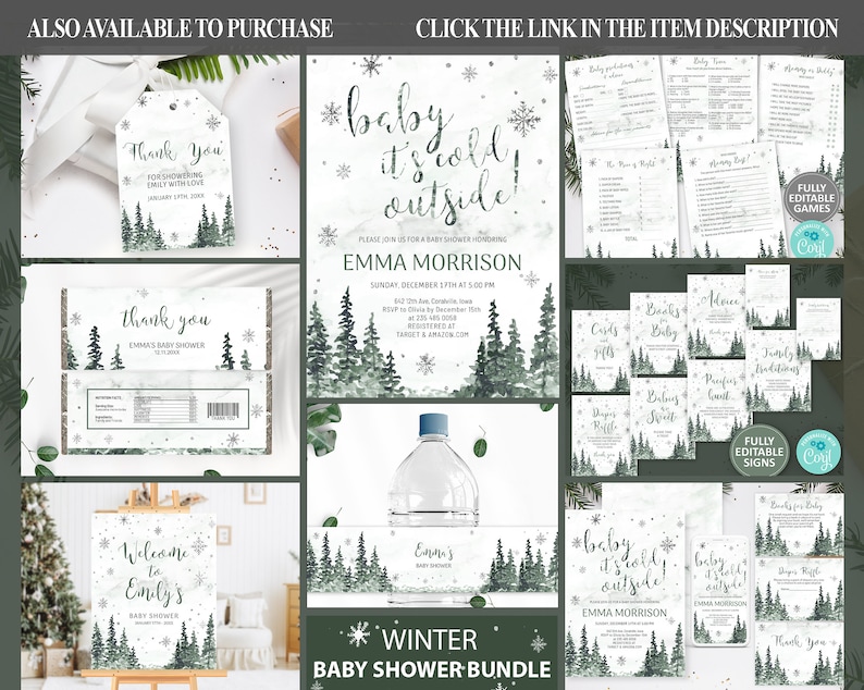 Editable Winter Baby Shower Bingo Game. Baby It's Cold - Etsy