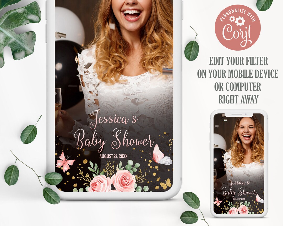 Butterfly Baby Showery Snapchat Filter. Fully Editable. Blush Pink ...