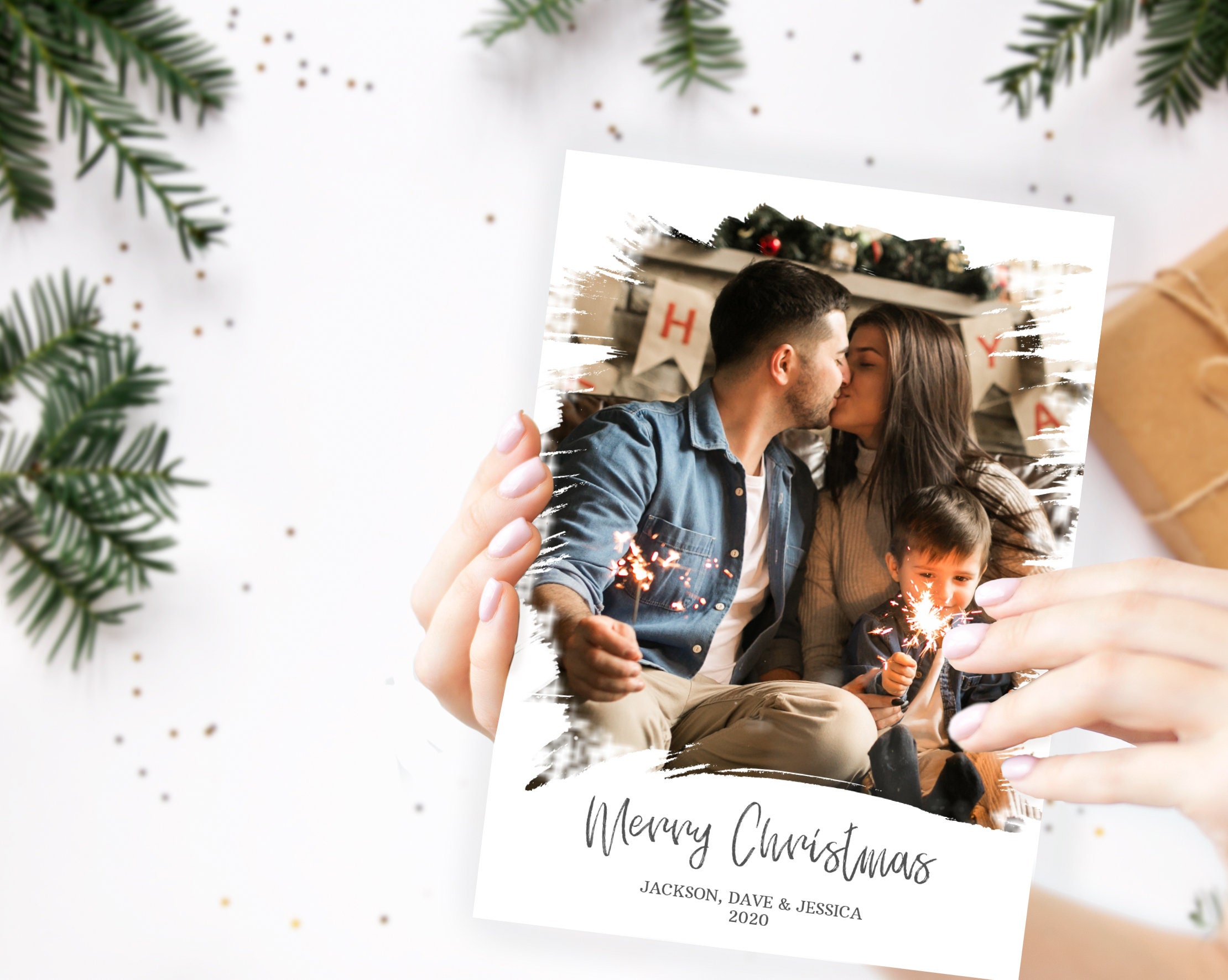 Christmas Photo Card. Christmas Card Template. Corjl Card | Etsy