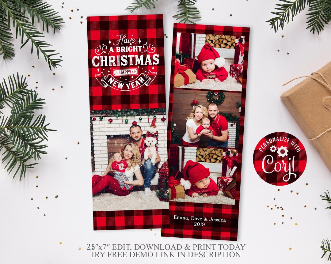 Christmas Bookmark Template. Winter Bookmarks With Photo. Editable ...