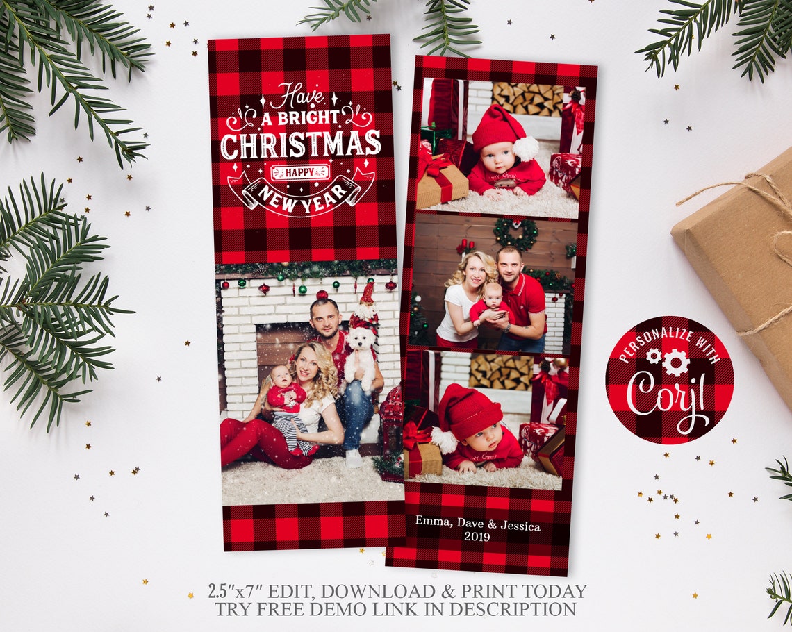 Christmas Bookmark Template. Winter Bookmarks With Photo. - Etsy
