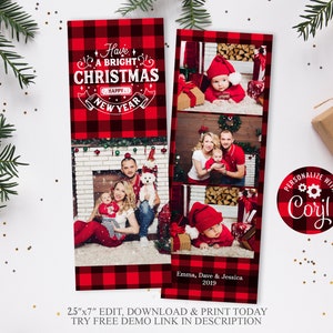 Christmas Bookmark Template. Winter Bookmarks With Photo. Editable ...