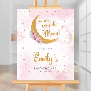 We Are Over the Moon Baby Shower Welcome Sign. Editable Twinkle Twinkle ...