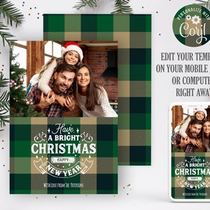 Christmas Card Template With Photo. Christmas Card Template 5x7 Plaid ...