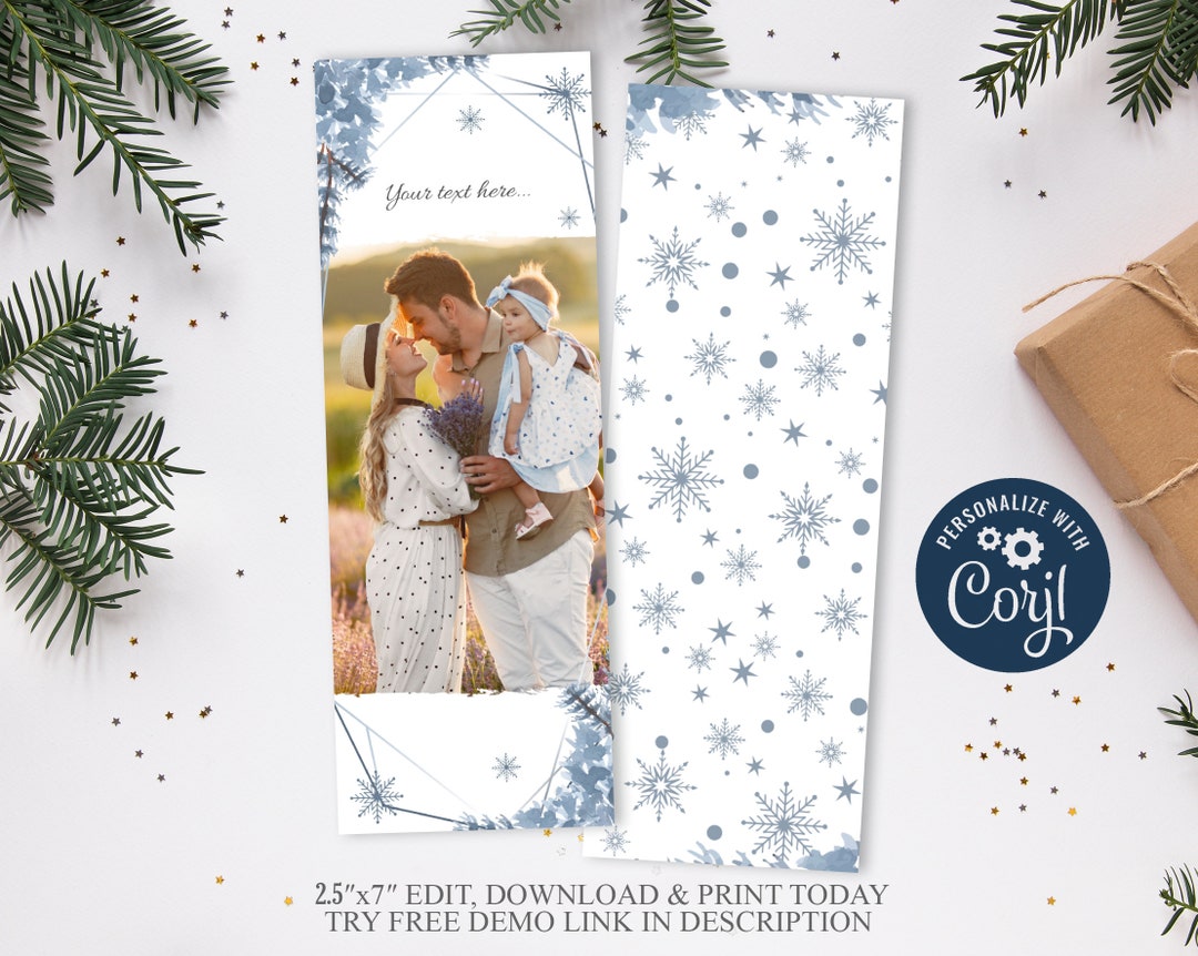 Buy Winter Bookmark Template. Winter Bookmarks With Photo. Editable ...