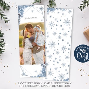 Winter Bookmark Template. Winter Bookmarks With Photo. Editable ...