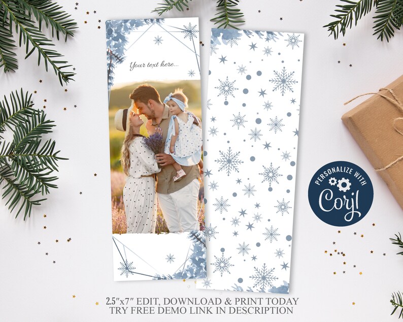 Winter Bookmark Template. Winter Bookmarks With Photo. Editable ...