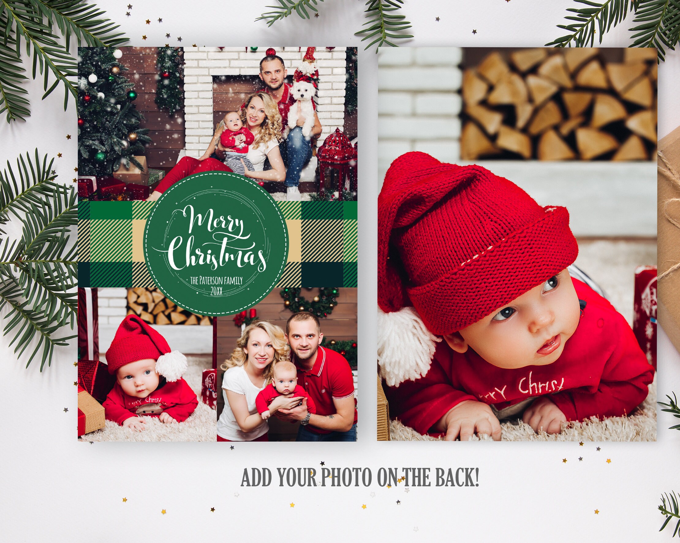 Christmas Photo Card Template. Holiday Card Template. Editable | Etsy