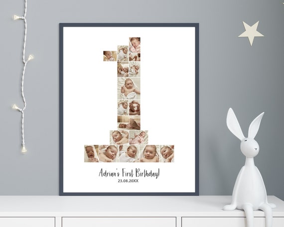Editable First Year Photo Collage. First Birthday Collage - Etsy