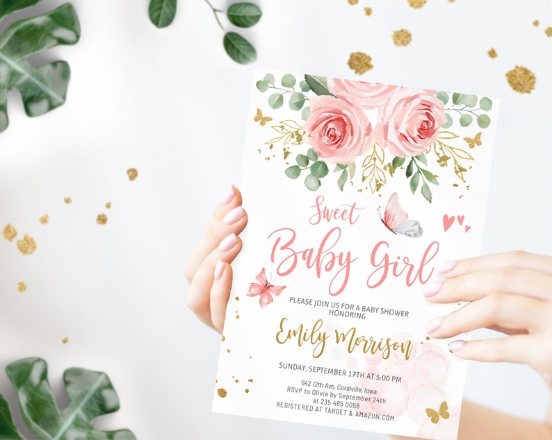 Sweet Baby Girl Baby Shower Invitation. Instant Download. 0094 - Etsy